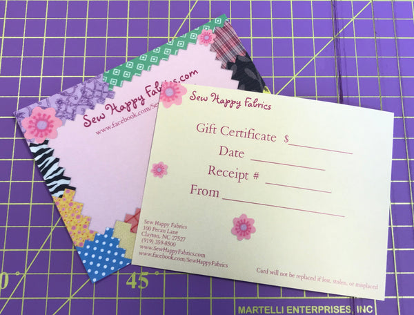 Gift Cards – Sew Happy Fabrics